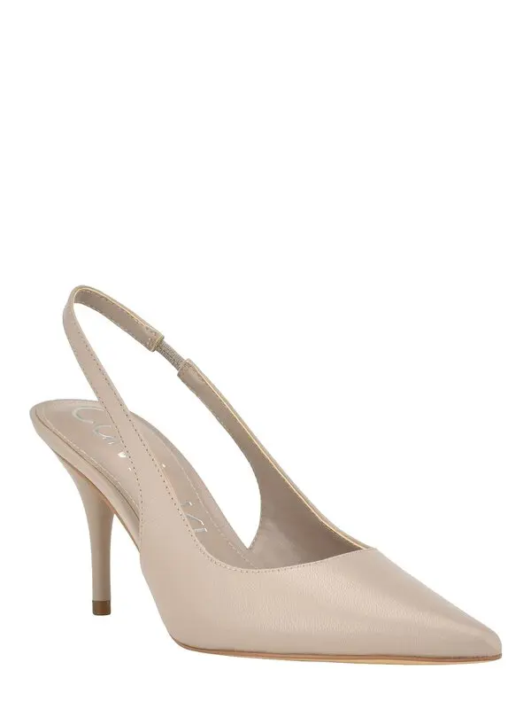 Calvin Klein Cinola Slingback Pointed Toe Pump - Taupe Leather