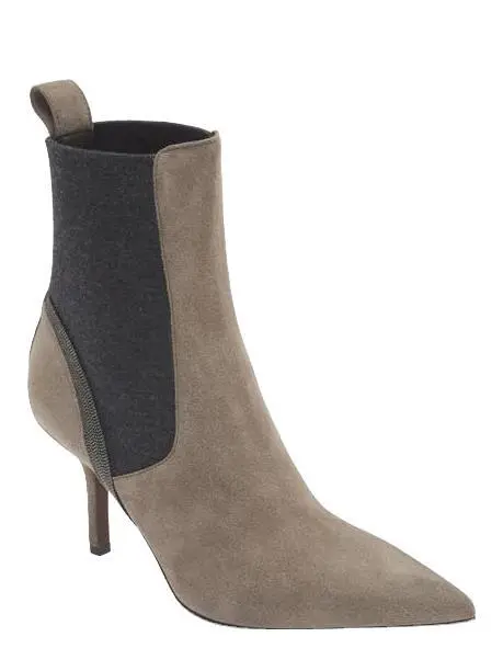 Brunello Cucinelli Pointed Toe Bootie - C8212 Dark Grey