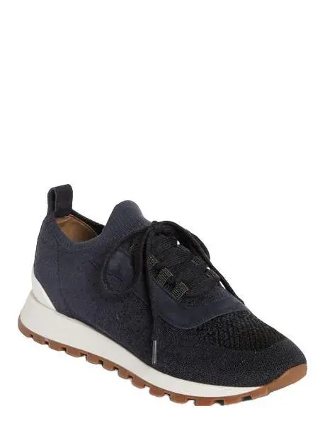 Brunello Cucinelli Monili Knit Lace-up Sneakers - C8901 Night Sky