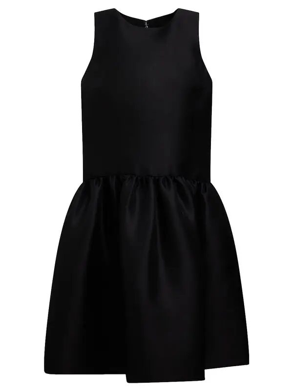 Oscar De La Renta Gathered Duchesse Silk-satin Dress - Black