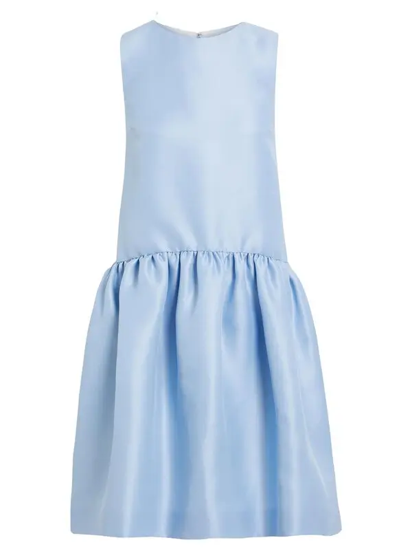 Oscar De La Renta Gathered Duchesse Silk-satin Dress - Light Blue