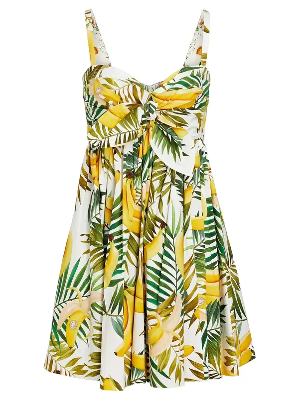 Oscar De La Renta Knotted Printed Mini Dress - Yellow
