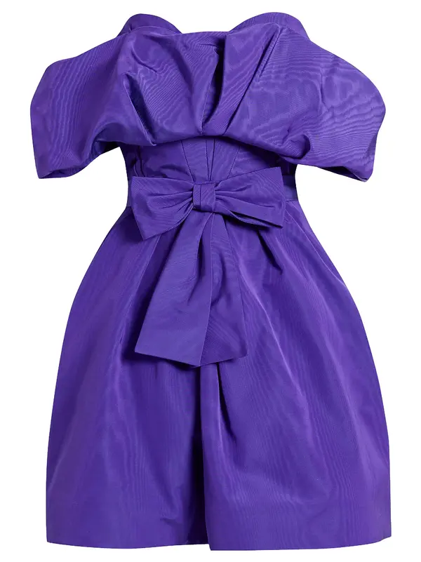 Oscar De La Renta Strapless Bow-embellished Mini Dress - Purple