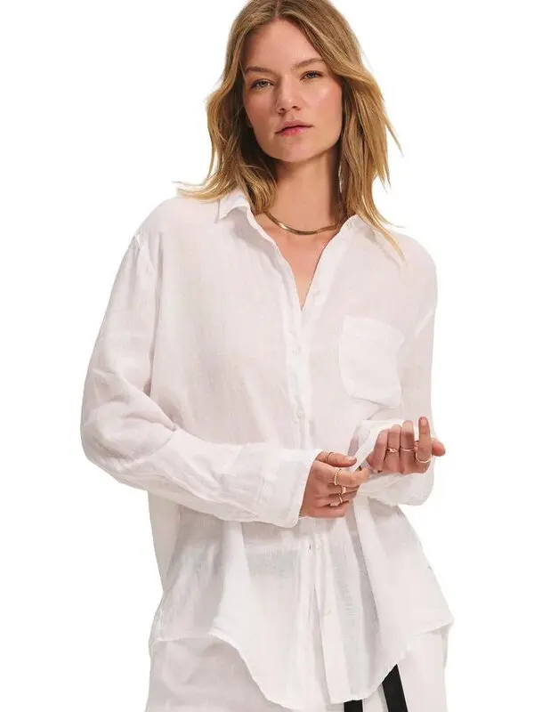 Velvet By Graham & Spencer Mulholland Linen Shirt - White