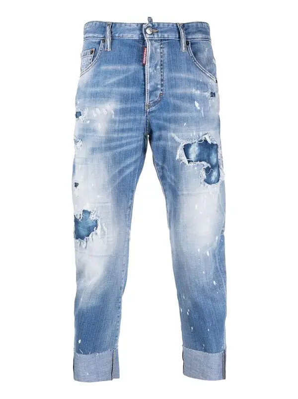 Dsquared2 Cropped Distressed Jeans - Blue