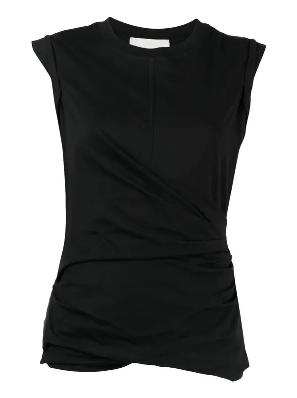 3.1 Phillip Lim Draped-detail Cotton Tank Top - Black