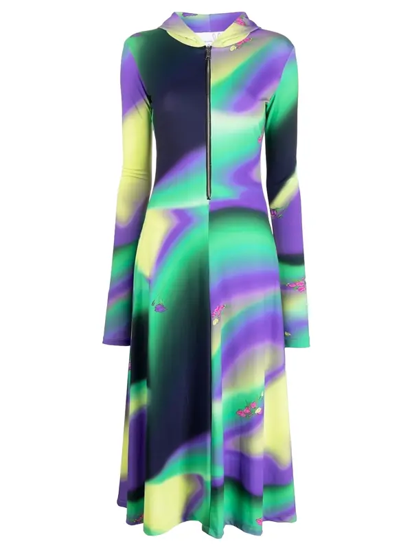 Natasha Zinko Gradient Printed Hoodie Dress - Multicolour