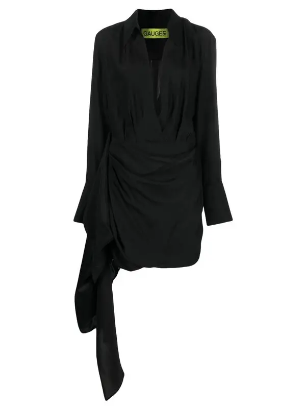 Gauge81 Gravia Draped Silk Mini Dress - Black