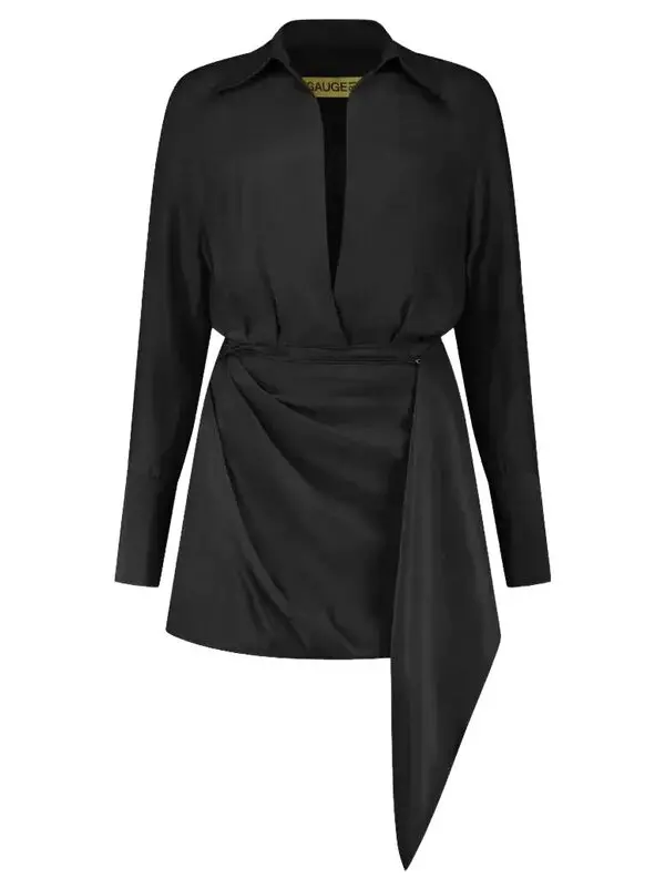 Gauge81 Gravia Draped Silk Mini Dress - Black
