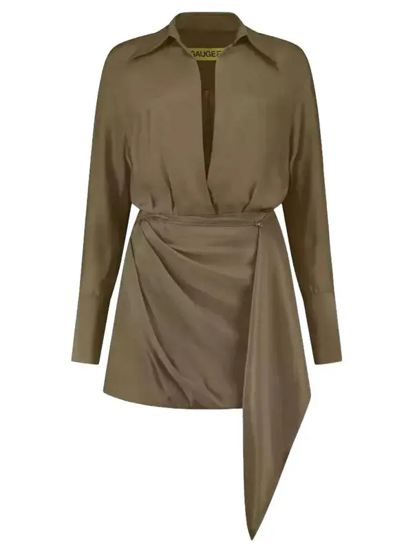Gauge81 Gravia Long-sleeve Silk Minidress - Green