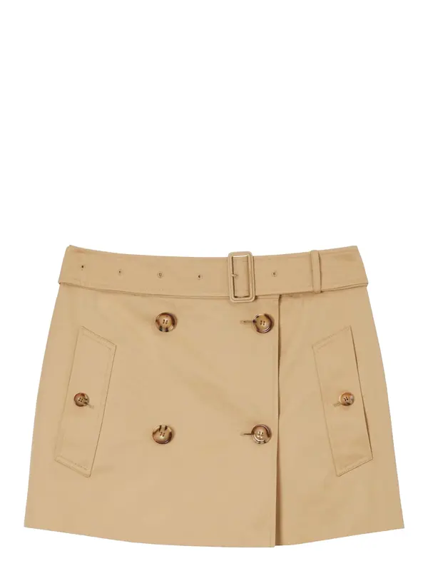 Burberry Gabardine Cotton Miniskirt - Neutrals
