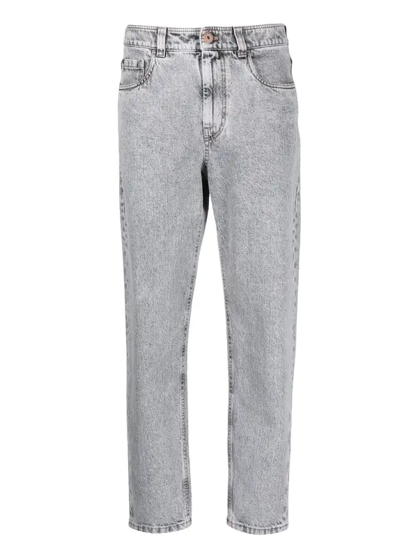 Brunello Cucinelli High-rise Tapered Jeans - Grey