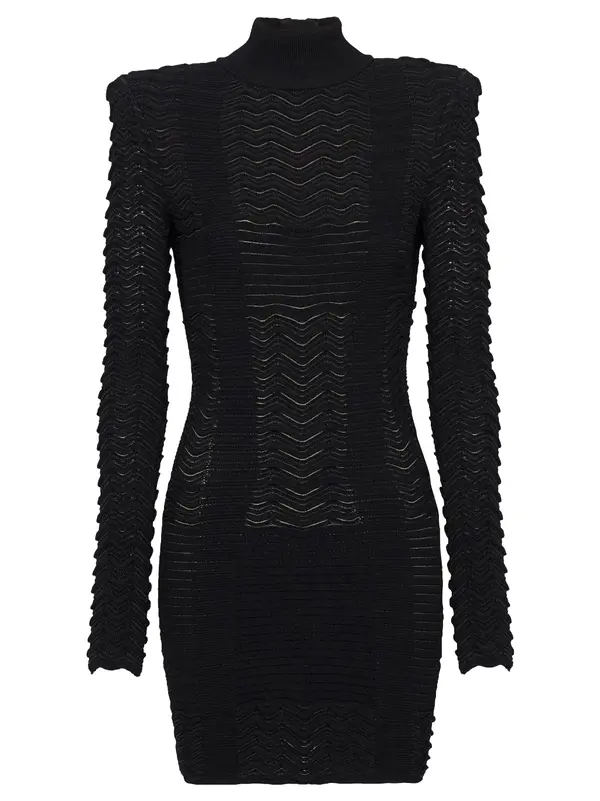 Balmain Long-sleeve Mini Dress - Black