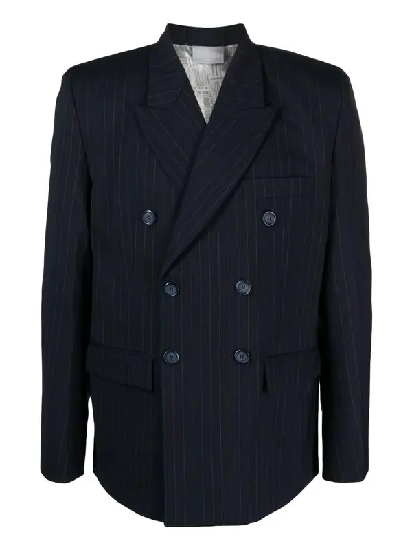 VTMNTS Pinstriped Double-breasted Blazer - Blue