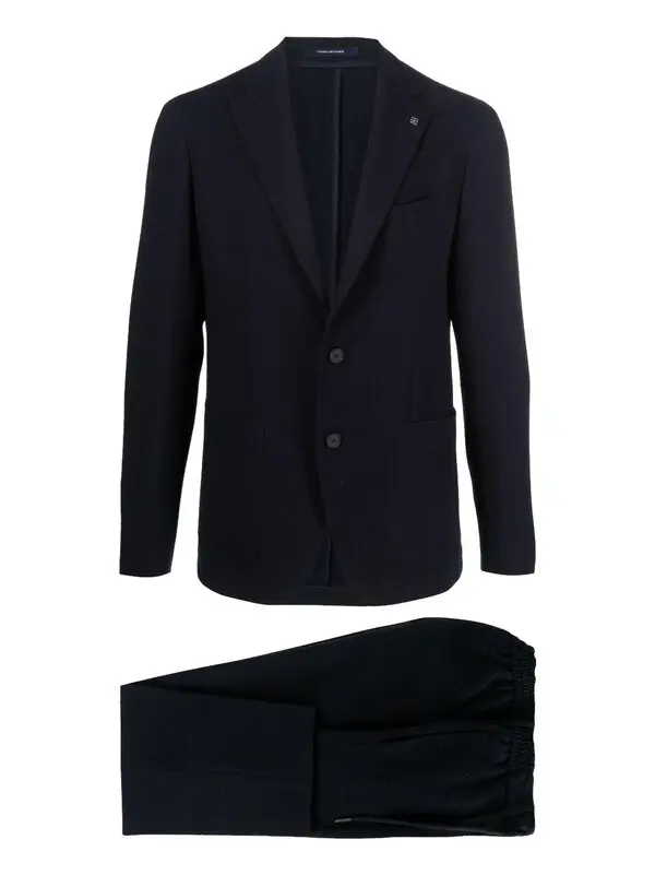 Tagliatore Single-breasted Textured Suit - Blue