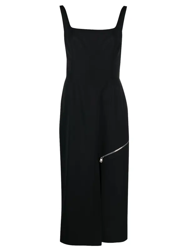 Alexander McQueen Zip-embellished Midi Dress - Black