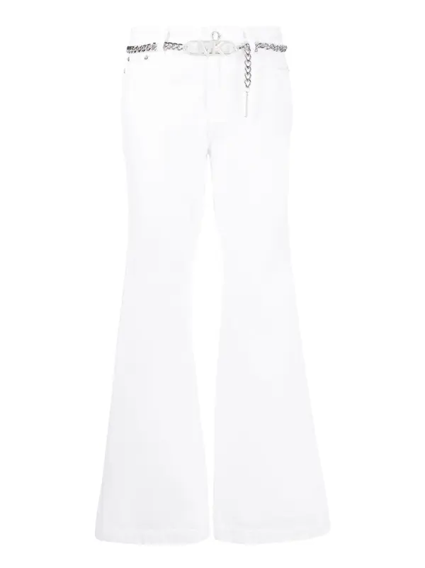 Michael Kors Chain-link Belted Flared Trousers - White