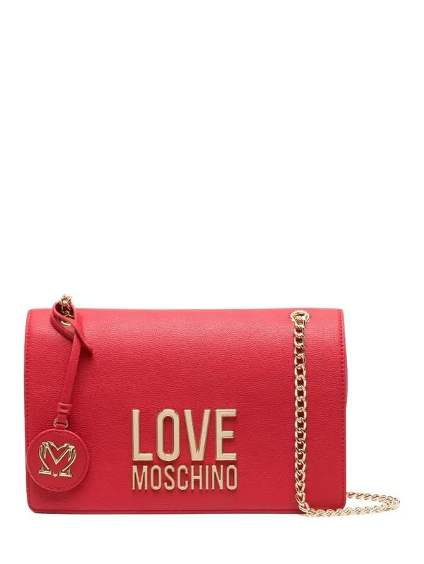 Moschino Logo Plaque Shoulder Bag - Red