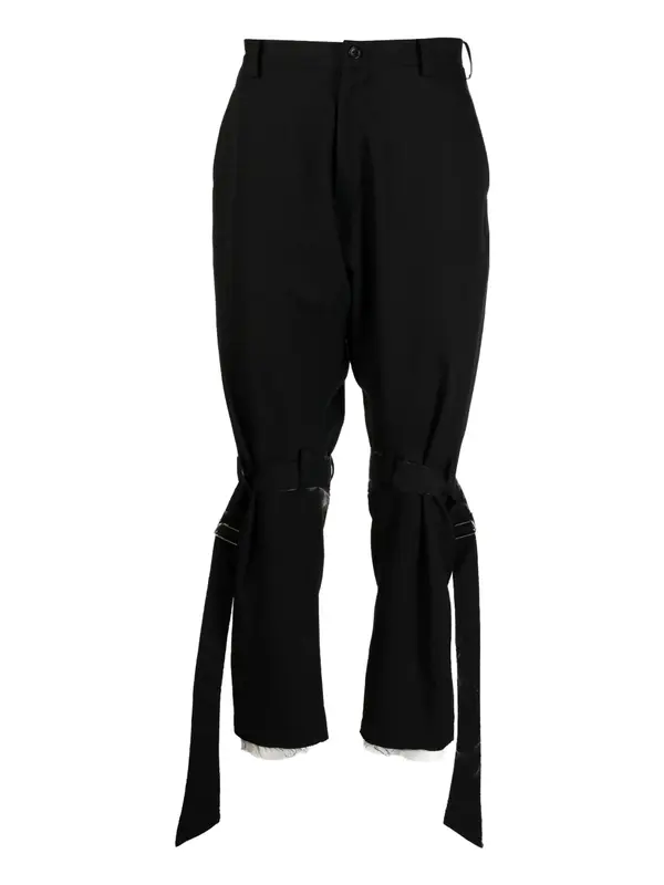 SULVAM Frayed-detailed Wool Trousers - Black