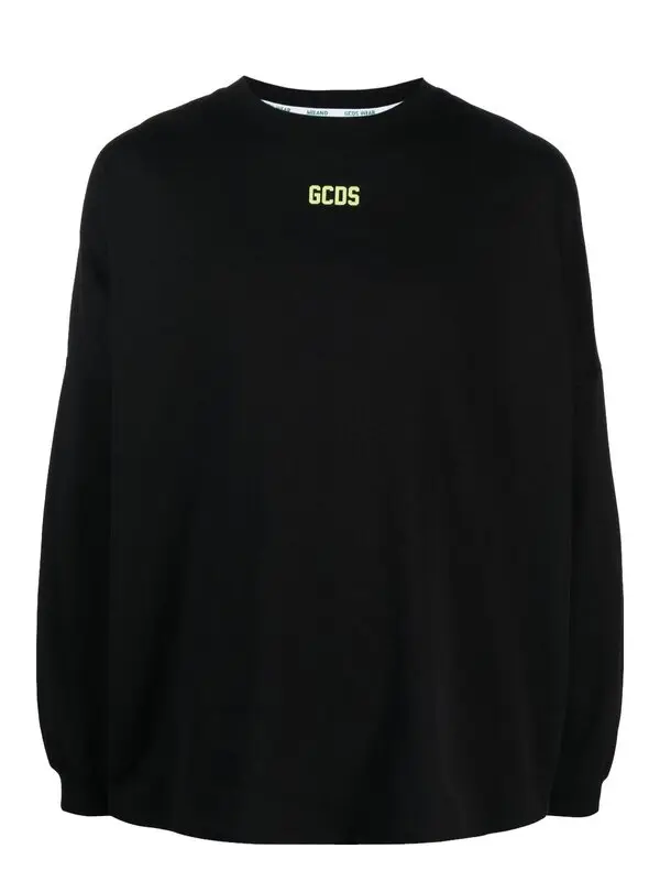 Gcds Long-sleeved Logo-print T-shirt - Black
