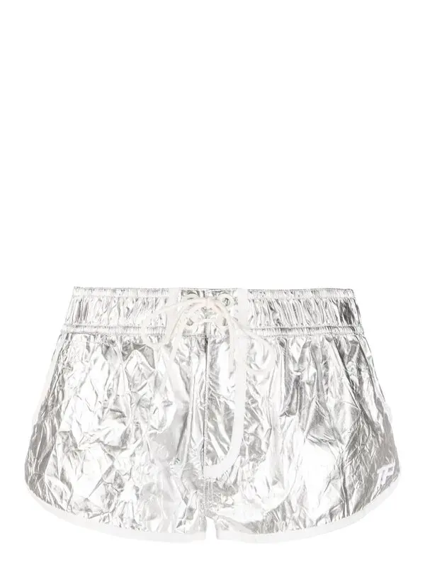 TOM FORD Metallic Crinkle Running Shorts - Silver