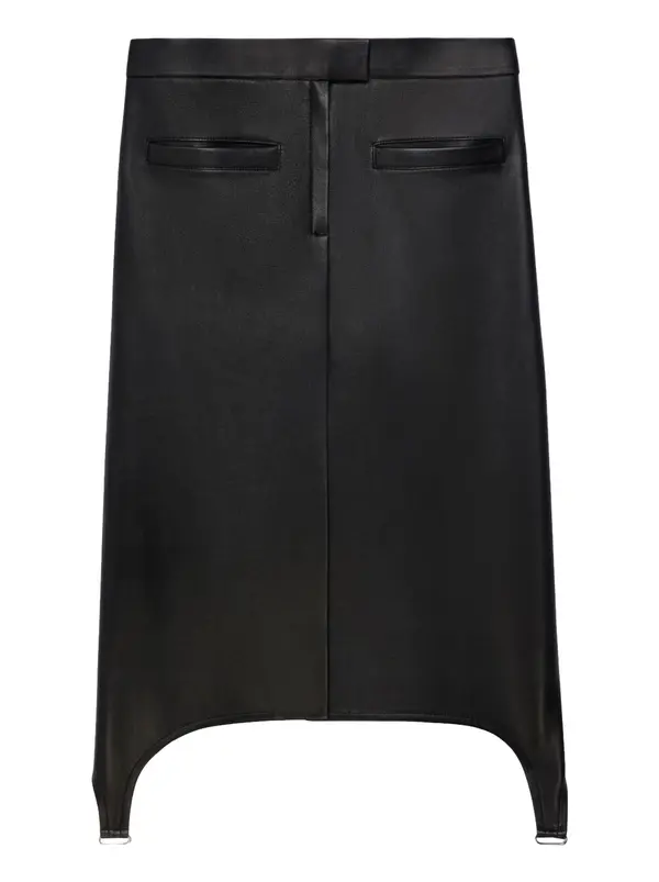 COURREGES Suspenders-detail Leather Midi Skirt - Black