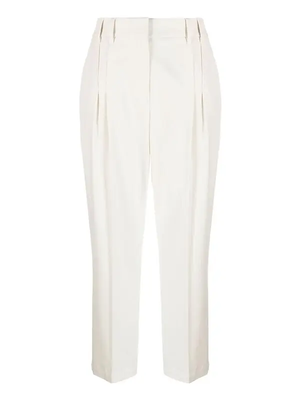 Brunello Cucinelli Cropped Cotton Trousers - Neutrals