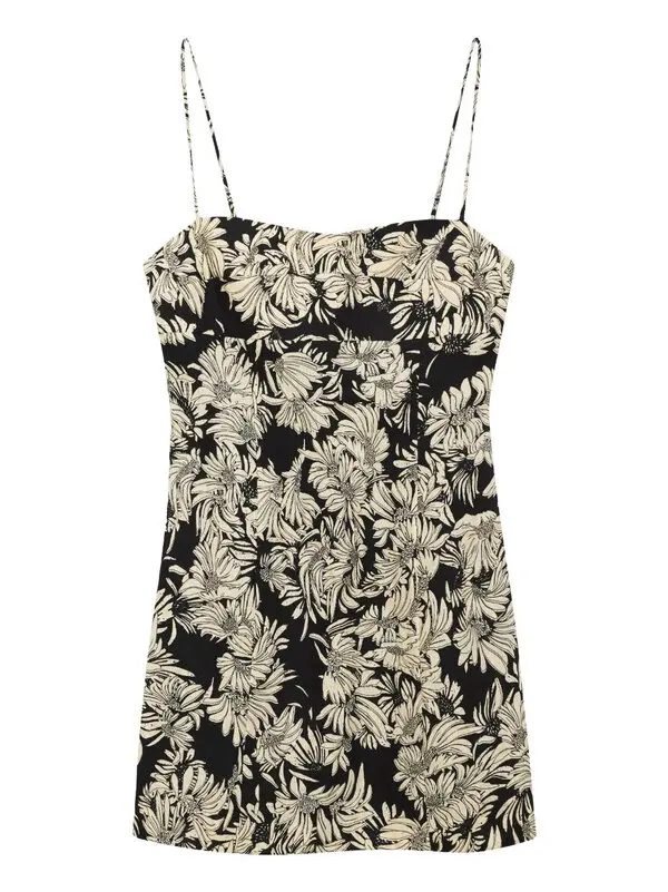 ANINE BING Keiran Floral-print Minidress - Black