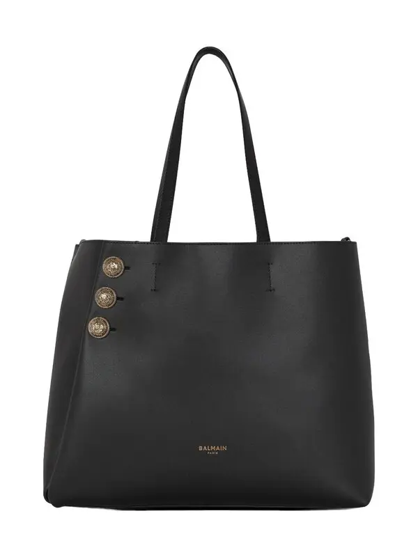 Balmain Emblème Leather Tote Bag - Black