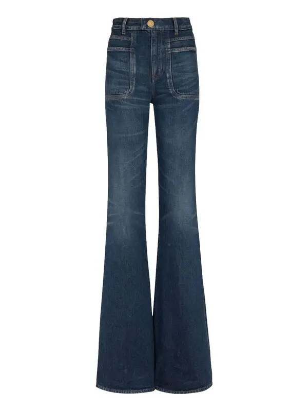 Balmain High-waisted Flared Jeans - Blue