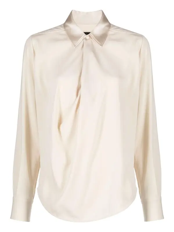 Rag & Bone Philippa Draped Satin Blouse - Neutrals