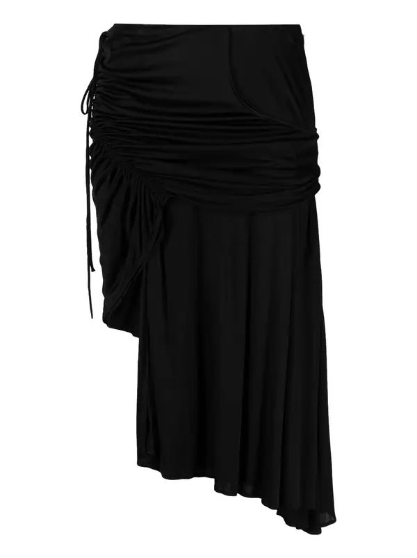 N°21 Low-rise Pleated Asymmetric Skirt - Black