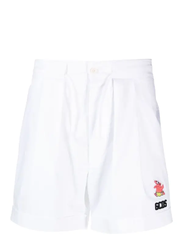 Gcds Logo-patch Cotton Shorts - White