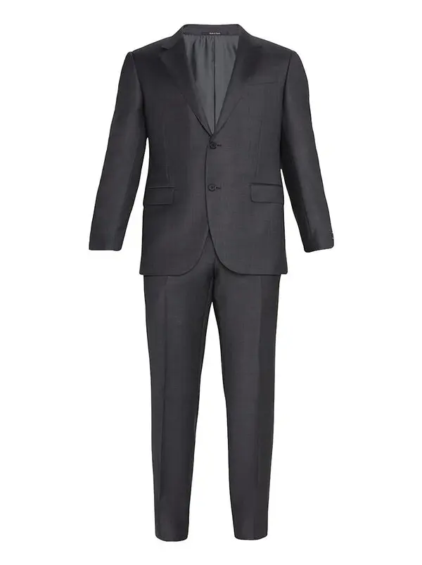 Zegna Wool Tic-weave Suit - Dark Grey Solid