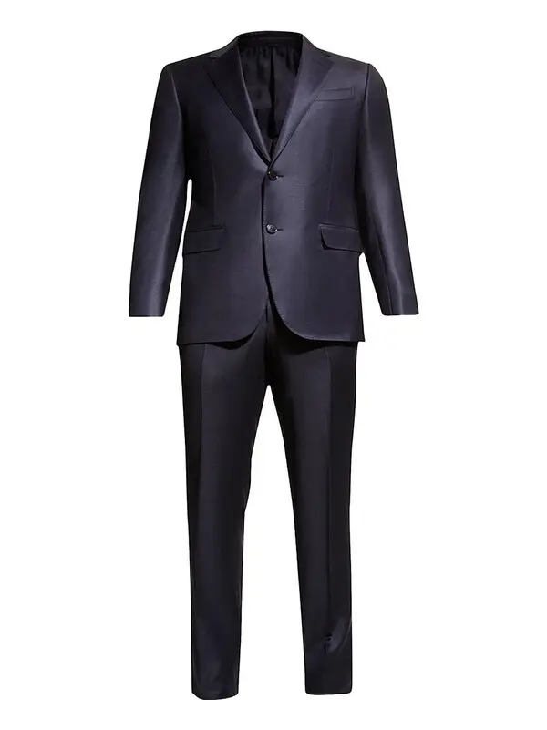 Zegna Wool Tic-weave Suit - Navy