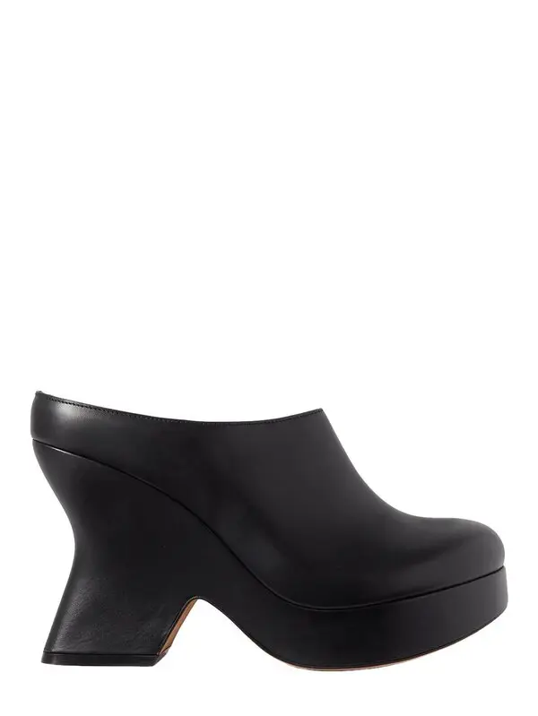 Loewe Terra Leather Platform Mules - Black