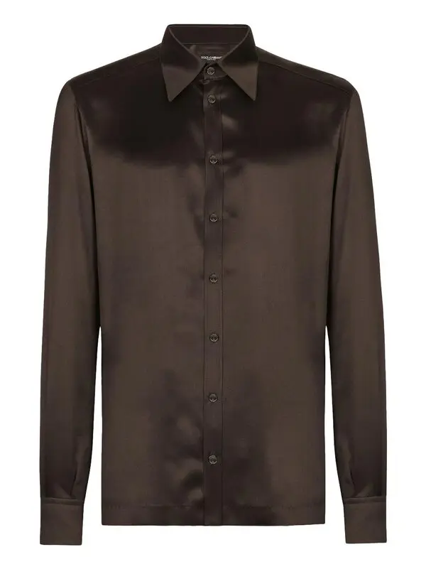 Dolce & Gabbana Point-collar Silk Shirt - Black