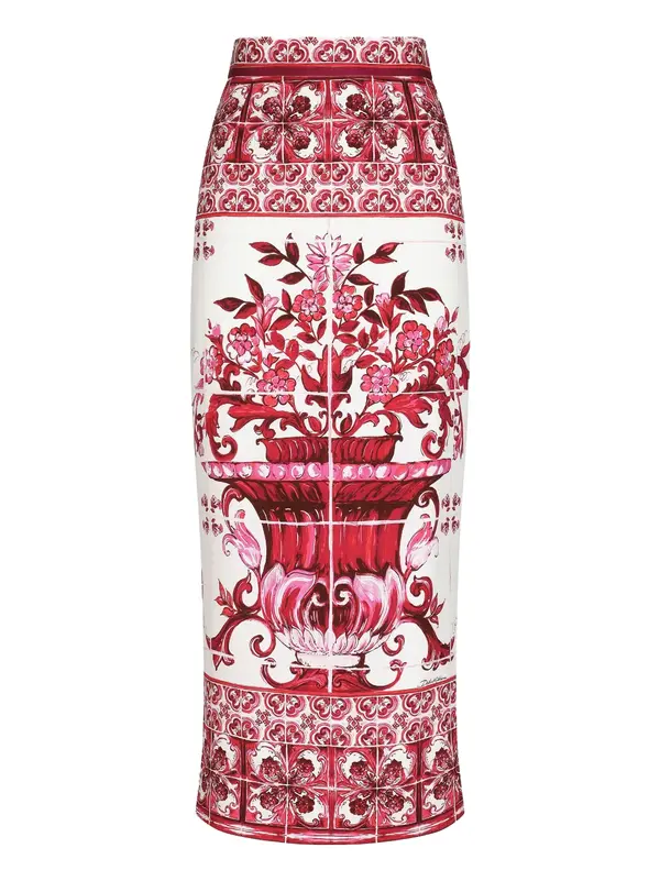 Dolce & Gabbana Majolica-print Pencil Skirt - Red