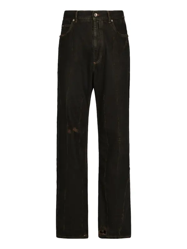 Dolce & Gabbana Straight-leg Cotton Trousers - Black