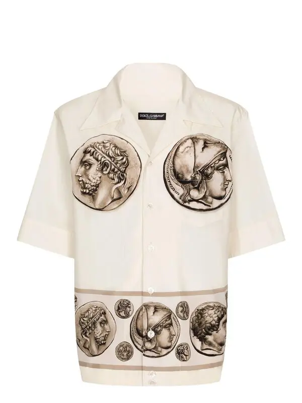 Dolce & Gabbana Coin-print Cotton Shirt - White