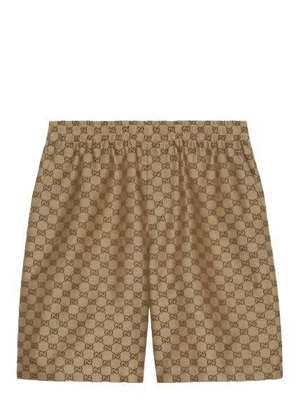 Gucci Gg Supreme Linen Shorts - Brown