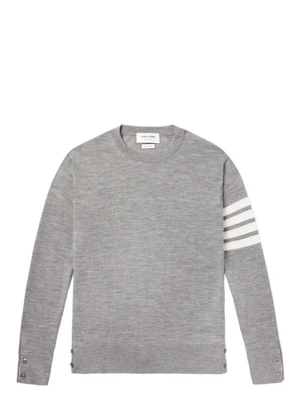 Thom Browne Slim-fit Striped Merino Wool Sweater - Gray