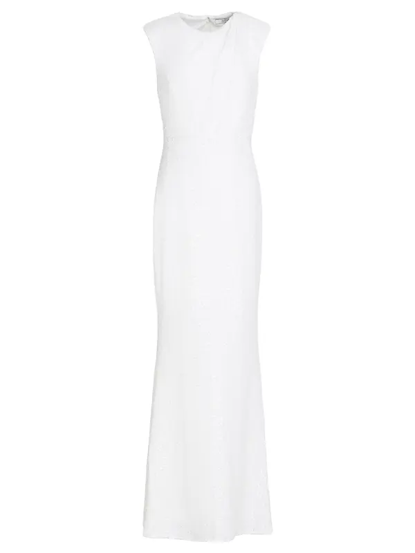 Badgley Mischka Sequined Mesh Gown - White