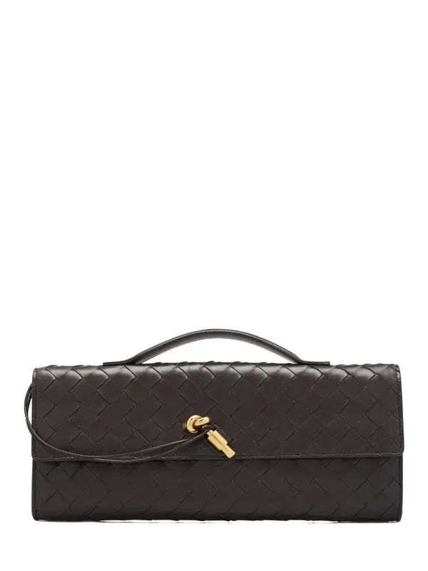 Bottega Veneta Knot Intrecciato Leather Clutch - Brown