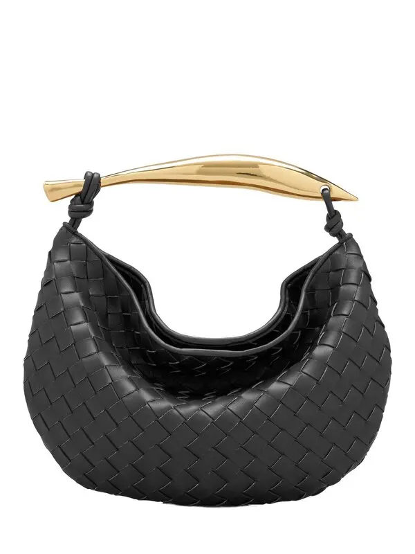Bottega Veneta Sardine Intrecciato Leather Top Handle Bag - Black