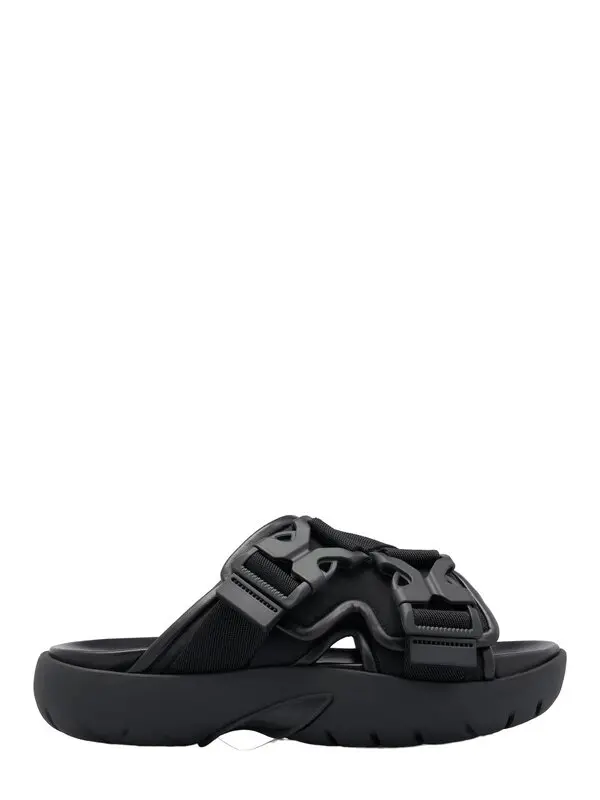 Bottega Veneta Nylon Webbed Slide Sandals - Black
