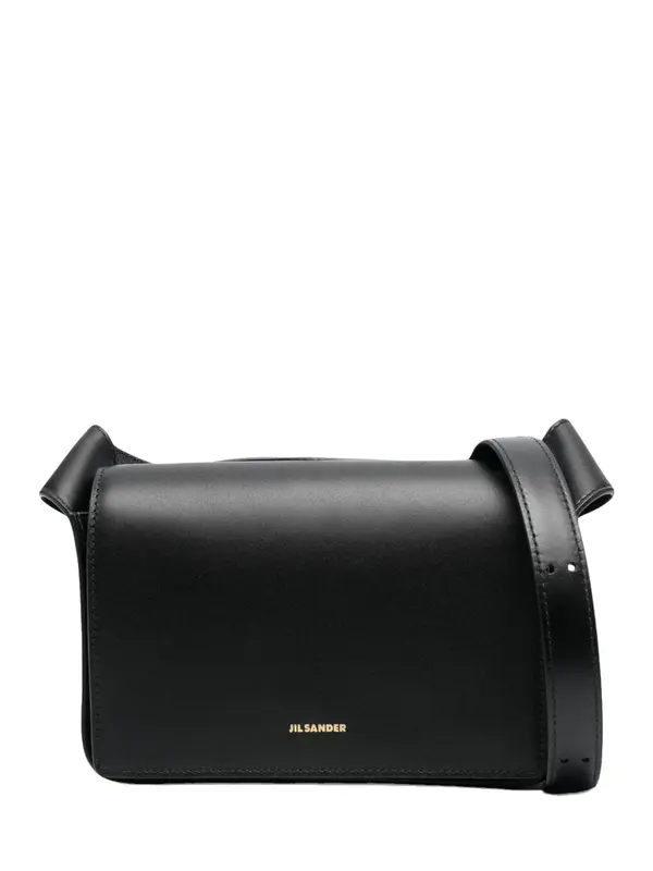 JIL SANDER Leather Crossbody Bag With Logo Lettering - Black