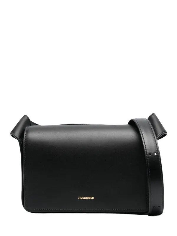 JIL SANDER Leather Crossbody Bag With Logo Lettering - Black