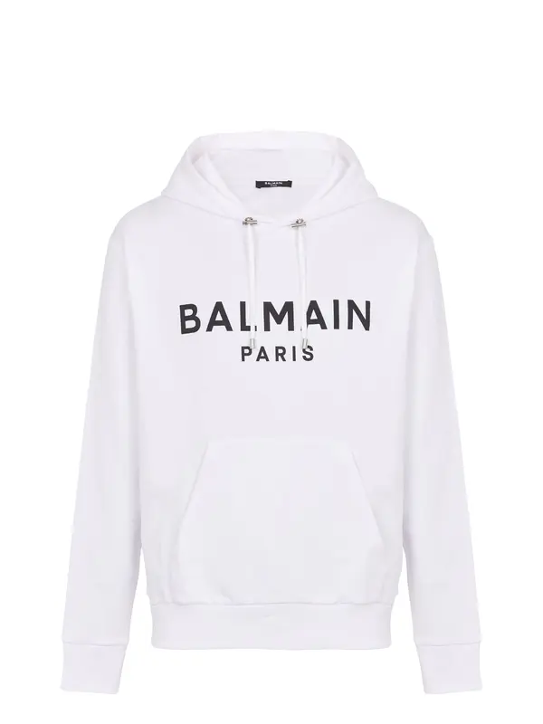 Balmain Logo-print Long-sleeved Hoodie - White