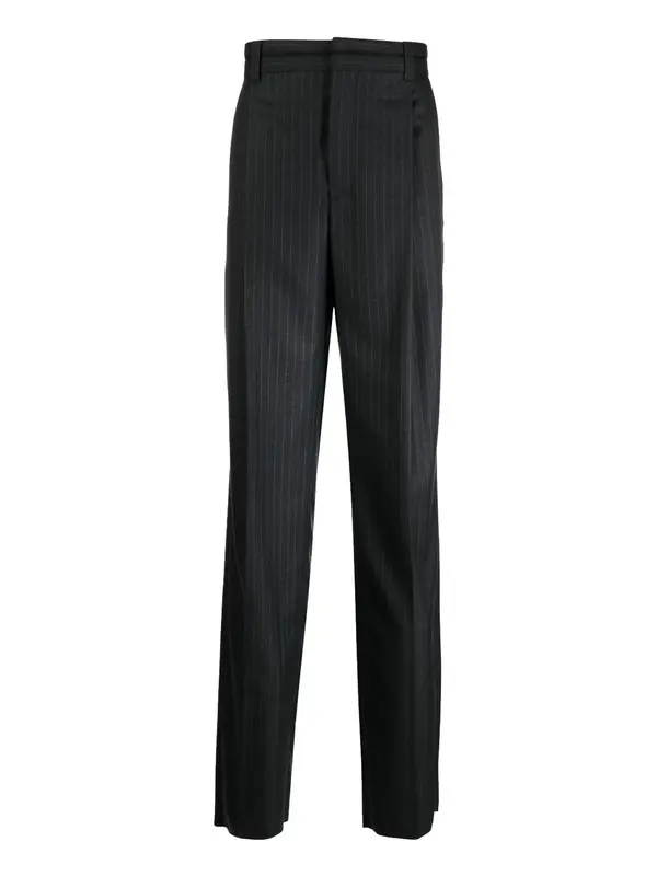 FERRARI Tailored Striped Virgin-wool Trousers - Black